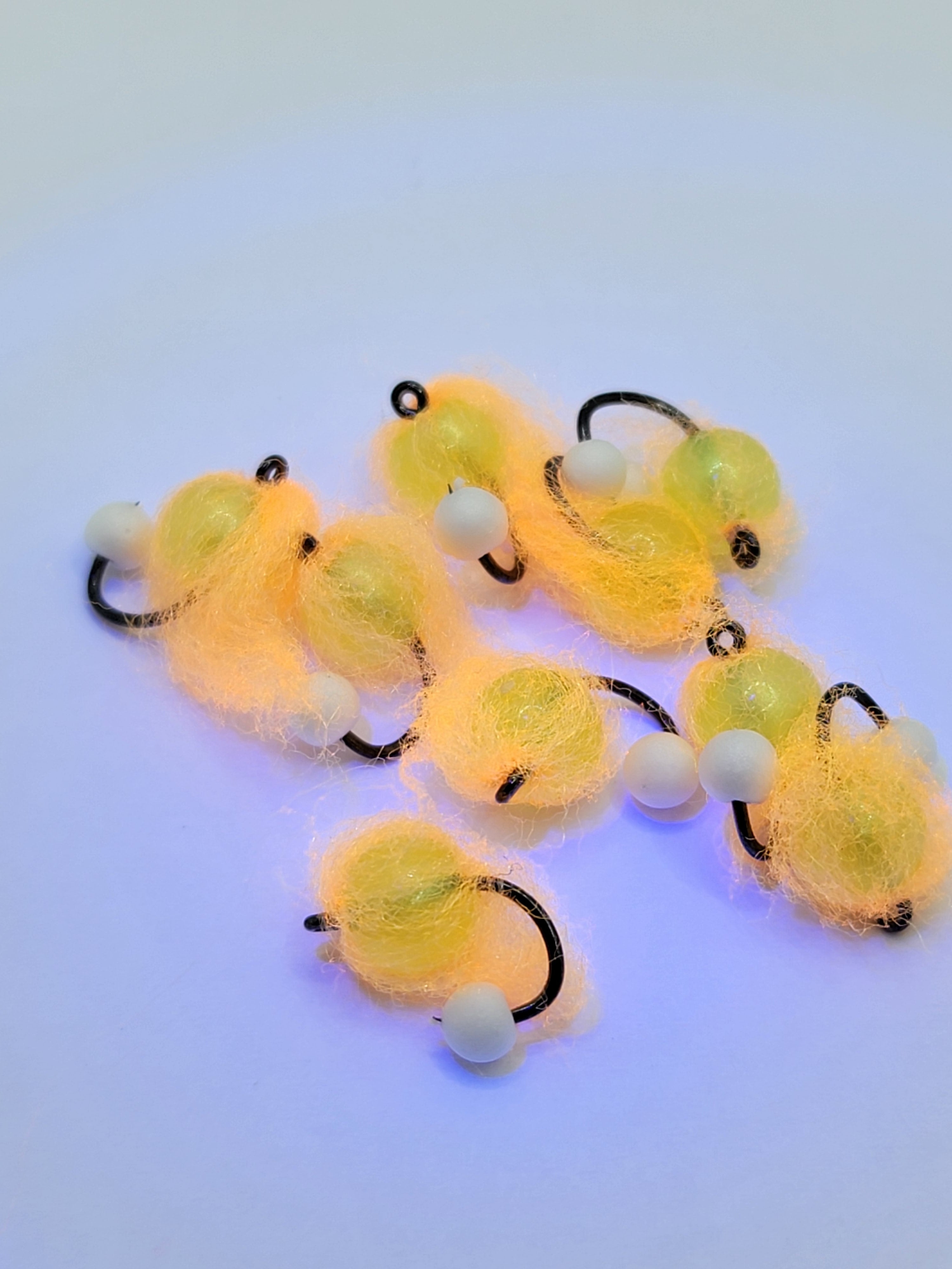8mm Pearl Chartreuse Nuke Egg with orange dubbing - UV – River Roe ...