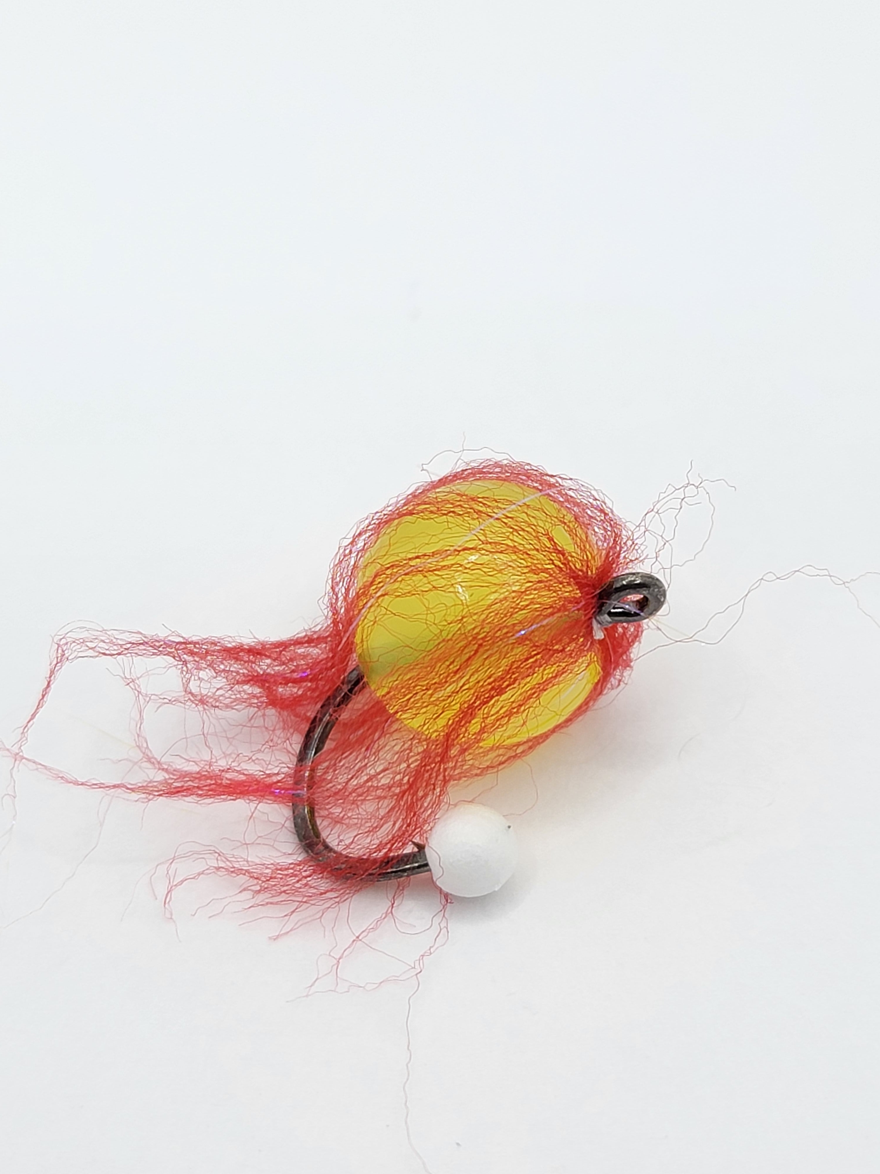 12 mm Chartreuse Nuke Egg with red dubbing - UV – River Roe Tackle Co.